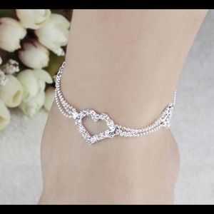 Jewelry | Heart Chain Crystal Anklet Bracelet | Poshmark
